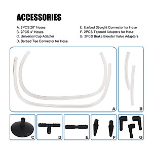 JIFETOR Hand Vacuum Pump Tester and Brake Clutch Bleeder Tool 2-in-1 Kit, One-Man Handheld Automotive Brake Fluid Bleeding Set, with Gauge Jar Adapters for Bike Motorcycle Car Truck Diagnosis
