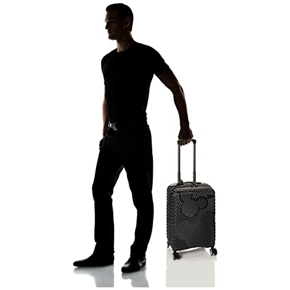 American Tourister Disney Molded Hardside Expandable Luggage with Spinner Wheels, Black, Carry-On 20-Inch