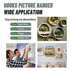 FURHUA 20pcs Super Hook Picture Hangers and Office Pack, Drywall Hooks for Hanging Pictures, Wall Hooks, Picture Hangers, Picture Hanging Kit，Hang Art, Clock, Shelves, Mirrors...