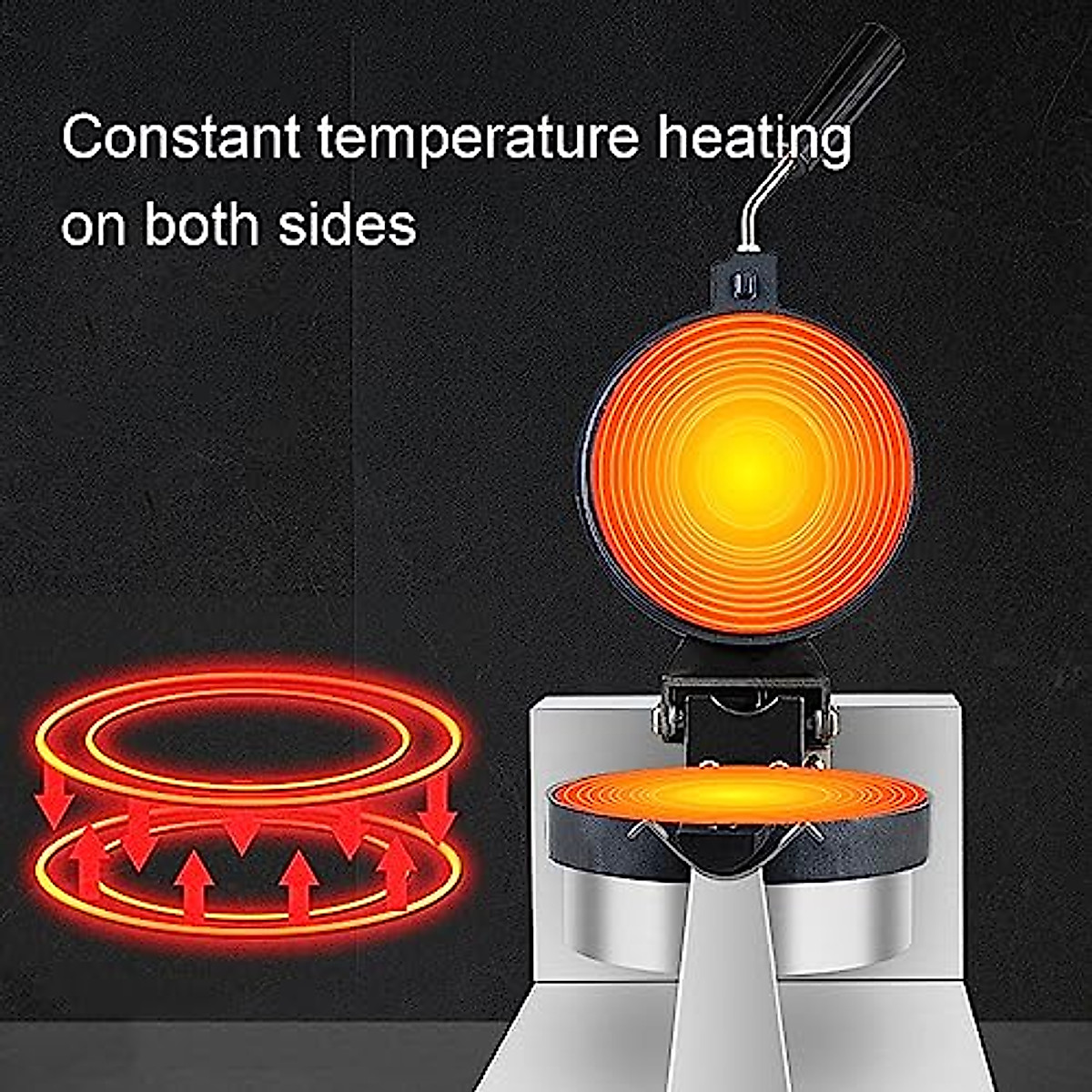 Electric Double-Head Rotating Waffle Maker, 7In Round Waffle Machine, 2600W Commercial Non-Stick Breakfast Baker Machine, 50-300℃ Temperature Control, 5 Minutes Timing