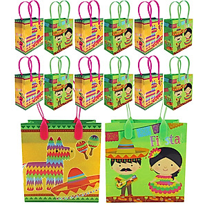 TINYMILLS Fiesta Themed Party Favor Bags Treat Bags, 12 Pack