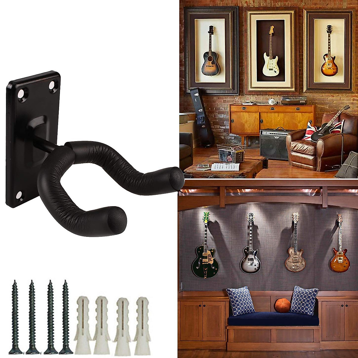 Guitar Capo Strap Hanger Rosewood Color Capo Pure Cotton Guitar Strap Black Guitar Hanger Compositive Guitar Accessories Kit