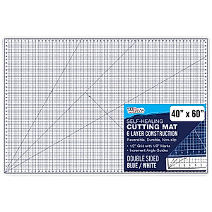 U.S. Art Supply 40" x 60" WHITE/BLUE Professional Self Healing 5 - 6 Layer Double Sided Durable Non-Slip Cutting Mat Great for Scrapbooking, Quilting, Sewing and all Arts & Crafts Projects