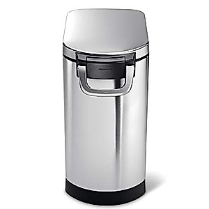 simplehuman 30 Liter, 32 lb / 14.5 kg Large Pet Food Storage Container, Brushed Stainless Steel for Dog Food, Cat Food, and Bird Feed