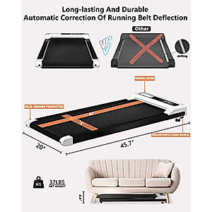 JURITS Walking Pad 2 in 1 for Walking and Jogging, Under Desk Treadmill for Home Office with Remote Control, Portable Walking Pad Treadmill Under Desk, Desk Treadmill in LED Display