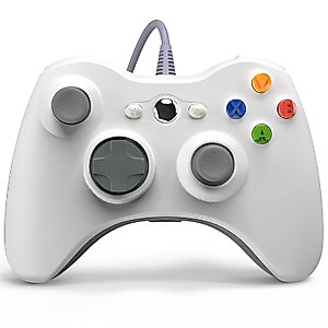 YAEYE PC Wired Controller, Game Controller for Xbox 360 with Dual-Vibration Turbo Compatible with Xbox 360/360 Slim and PC Windows 7,8,10,11(White)…