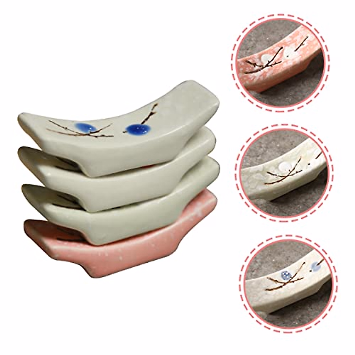 Zerodeko 12pcs Japanese plum blossom chopstick rest ceramic fork rest holder japanese style chopsticks holders Porcelain Chopstick Rest japanese table brush holder counter ceramics