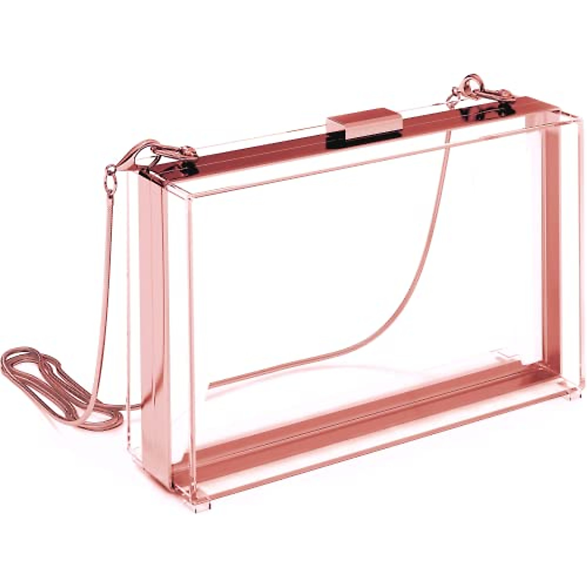 STEVENS PARRA Clear Clutch Purse for Women, use this Transparent Acrylic Bag as a Crossbody/Handbag. Gift Box Included. Small (ROSE GOLD)