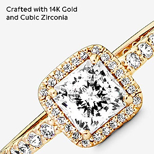 Pandora Jewelry Timeless Elegance Cubic Zirconia Ring in Gold 14K, Size 7