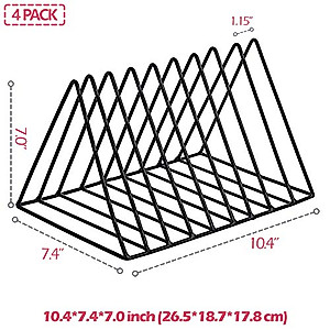 XINFULL 4 Pack Triangle File Storage Holder Racks Iron Desktop Magazine Organizer Metal Newspapers Folders for Office Table Desk Bookshelf Home Decoration, Black