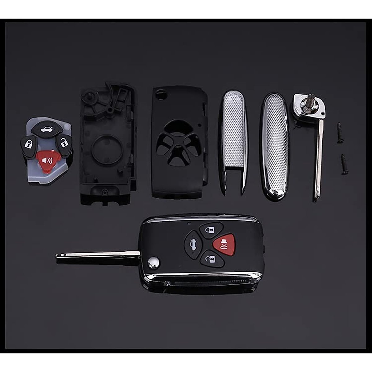 KEMANI Uncut Blade Modify Flip Folding Remote Key Shell Refit for Toyota Camry Avalon Corolla Matrix RAV4 Venza Keylless Fob Case 4 Button No Chips