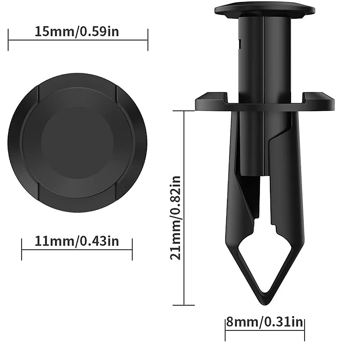 Alpha Rider 100pcs 8mm Fender ATV Push Retainer Clips Fastener for Honda Suzuki Kawasaki Polaris Sportsman Rangers Rzr Replace 7661855