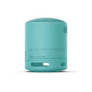 Sony SRS-XB100 Wireless Bluetooth Portable Lightweight Super-Compact Travel Speaker, Durable IP67 Waterproof & Dustproof Shower Speaker, 16 Hour Battery, Versatile Strap, & Hands-free Calling, Blue