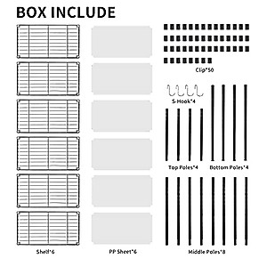 azamine 6-Tier Storage Shelves, Metal Storage Rack Adjustable Shelving Unit with 4 Hooks for Pantry Laundry Bathroom Kitchen Closet (21L x 11W x 70H, Black)