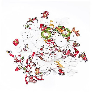 VILLCASE 500 Pcs Christmas Wooden Buttons Santa Button Gingerbread Man Button Craft Fancy Buttons Colorful Buttons Wood Jewelry Button Wooden Embellishment Table Scatter Mix Clothing Child
