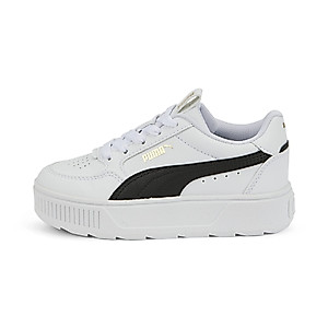 PUMA unisex child Karmen Rebelle Sneaker, White/Black, 2 Little Kid US