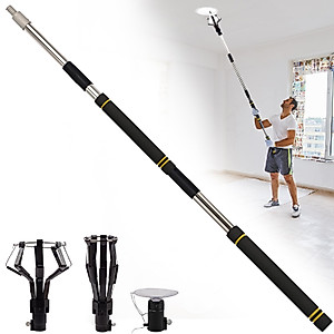 Greeily High Reach Light Bulb Changer, 2ft to 6ft Light Bulb Changer for High Ceilings with Extension Pole Baskets and Suction Cup Bulb Removal Tool Stainless Steel Material Sturdy Durable (6FT)