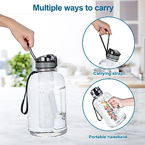 UTEBIT 74 OZ Fruit Infuser Water Bottle, Half Gallon Insulated Sports Water Bottle With Straw, 2.2L BPA Free Leak Proof Tritan Large Water Jug with Strap for Gym, Camping, Travel, Outdoor