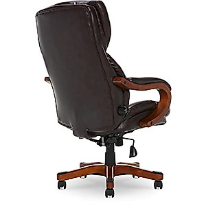 Serta Big and Tall Executive Office Chair with Upgraded Wood Accents, Win-Win Biscuit Bonded Leather