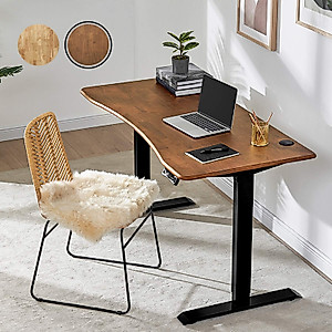 mopio Solid Wood Sterling Electric Height Adjustable Standing Desk, Sit Stand Desk Workstation, 3 Adjustable Memory Setting and Stand Alarm 100% Solid Wood (Walnut, 47")
