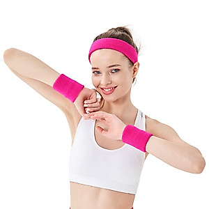 Mallofusa ? 10 PCS Cotton Sports Basketball Headband / Sweatband Head Sweat Band/Brace Gift Party Outdoor Activities (Pink)