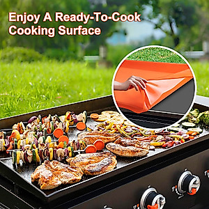 Silicone Griddle Mat for 36 in Blackstone Grill,Grill Buddy Accessories Protective Top Cover Protector Outdoor,Heavy Duty Food-Grade Barbecue Mat(Orange)