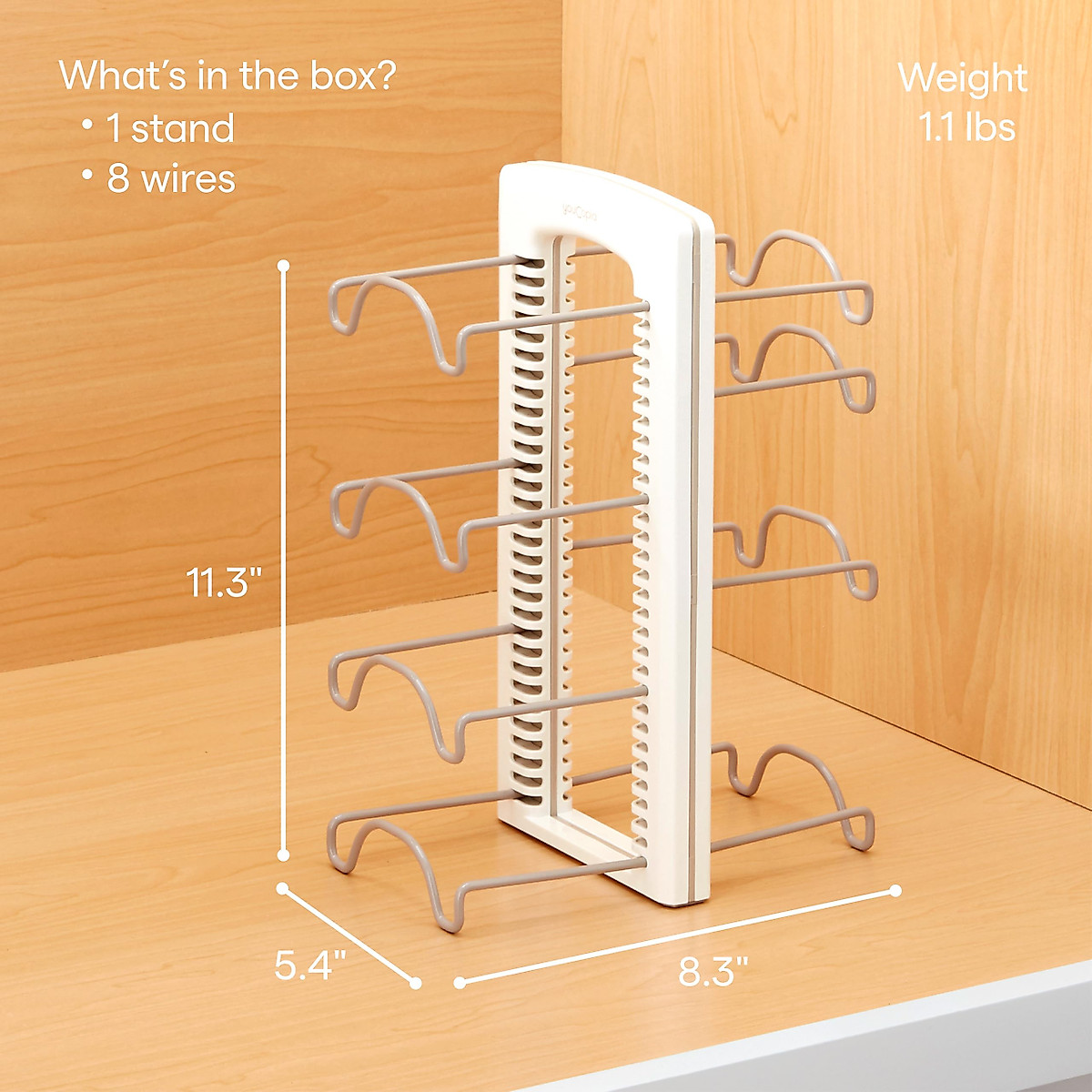 YouCopia WrapStand, Adjustable Kitchen Wrap, Foil and Bag Box Organizer for Kitchen Cabinet and Pantry Storage, White