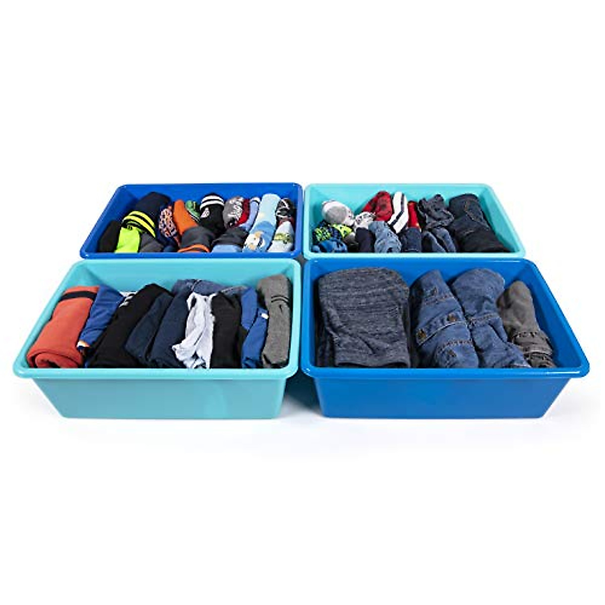 Humble Crew Large Plastic Storage Bins, Set of 4, Navy/Teal