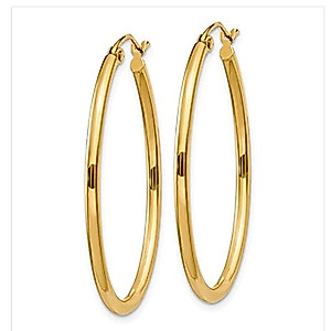 14 Karat Yellow Gold Oval Hoop Earrings