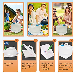 Collapsible Water Container with Spigot, Camping Water Storage Carrier Jug BPA-Free for Outdoors Hiking Backpack & Survival Kit, Foldable Portable Canteen 1.3/2.6/3.9/5.3 Gallon (5.3 Gallon, 2-pack)