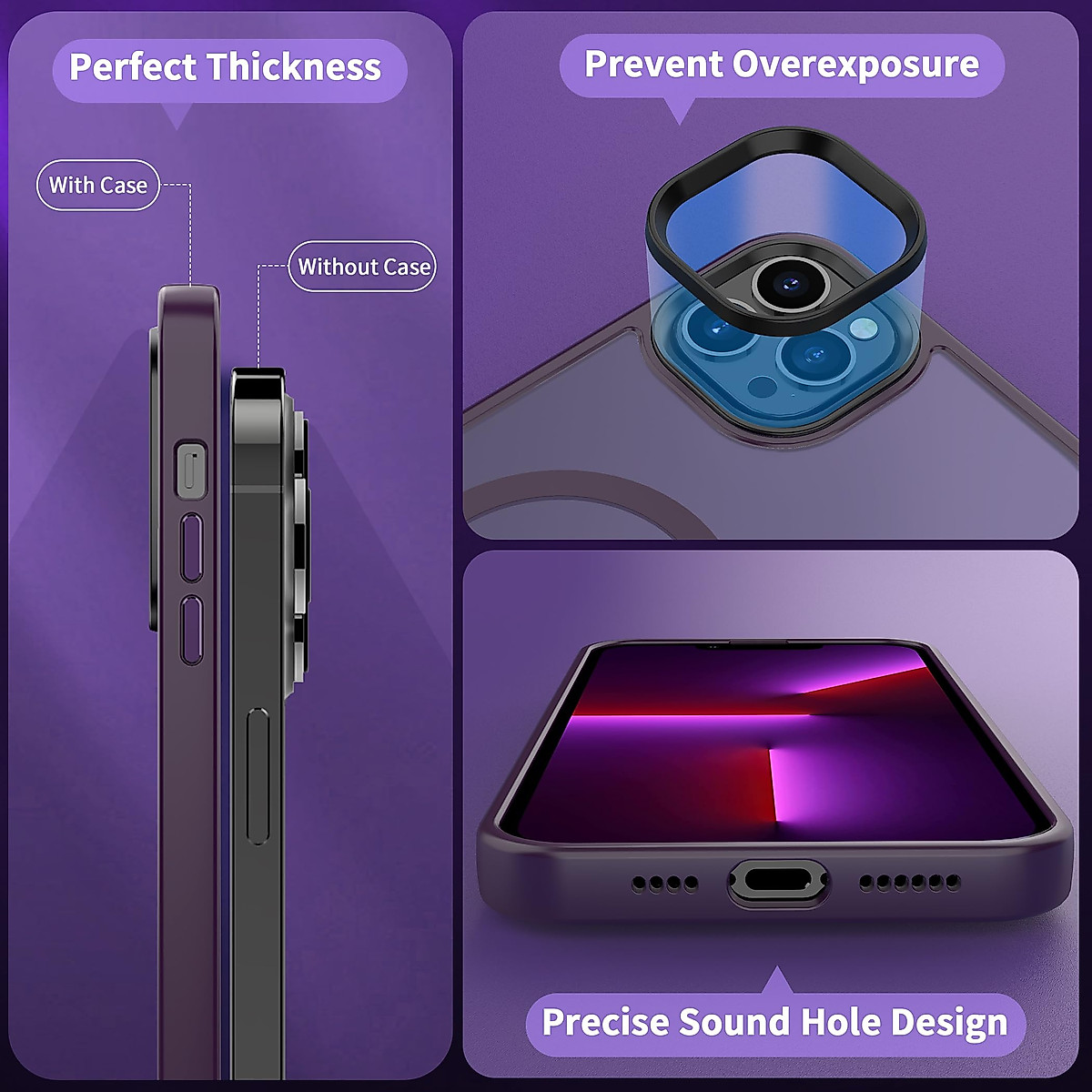 CACOE Magnetic Case for iPhone 13 Pro Max 6.7 inch-Compatible with MagSafe & Magnetic Car Phone Mount,TPU Thin Phone Cases Cover Protective Shockproof Anti-Fingerprint(Dark Purple)