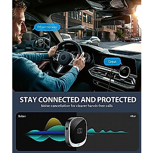 COMSOON AUX Bluetooth Adapter for Car, [LED Screen] Bluetooth 5.3 Receiver for Speaker/Home Stereo/Wired Headphones, Noise Cancelling Wireless Audio Receiver for Hands-free Call/Music, Dual Connection