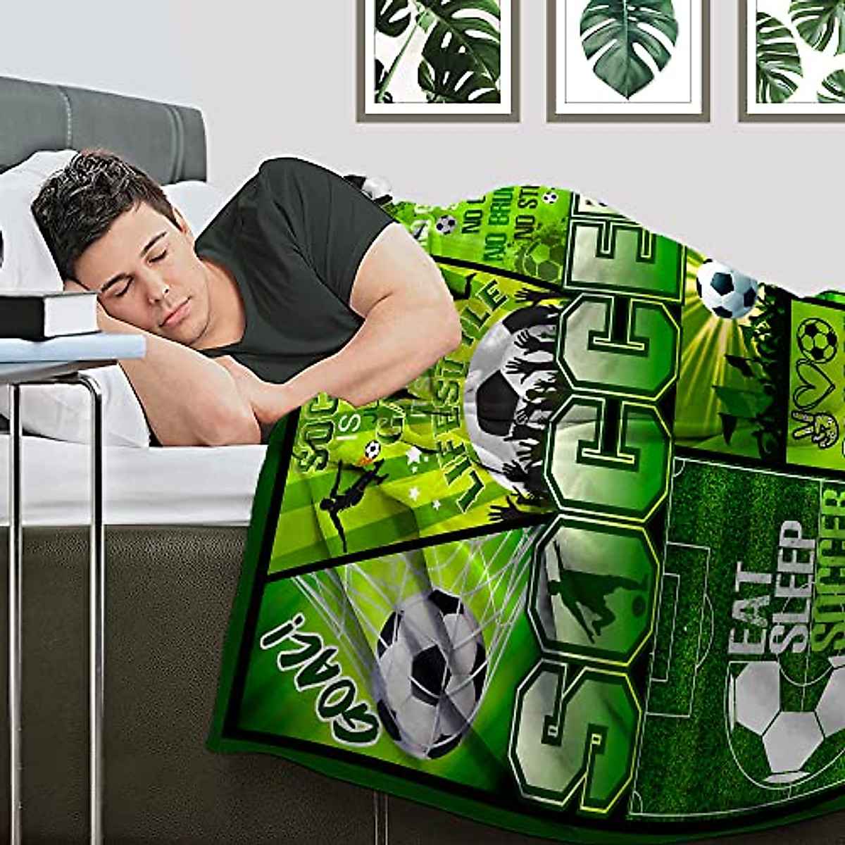 Soccer Blanket Gifts for Boys Men & Kids Teens Adults - Ultra Soft Warm Flannel Throw Blankets - 50"x40"