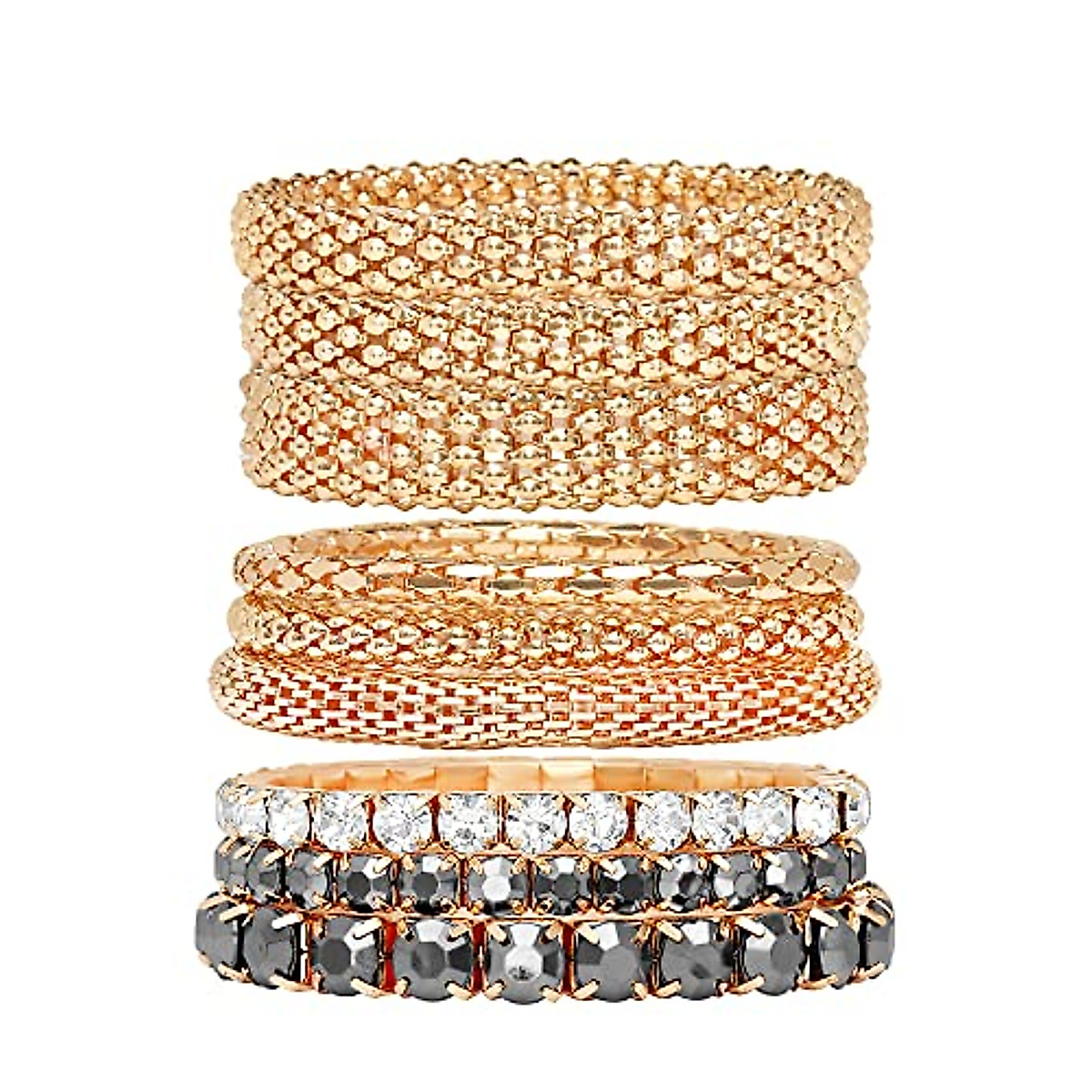 Badgley Mischka Women's Bracelet - Stackable Stretch Layered Crystal Snake Panther Link Mesh Bangle Tennis Bracelet, Yellow