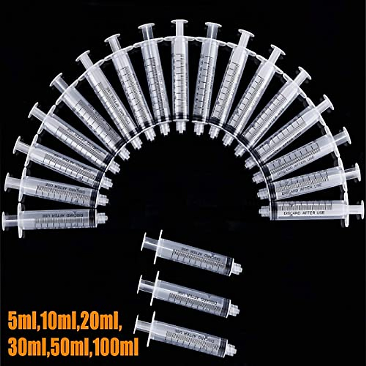 2 Pack 100ml Plastic Syringe Luer Lock With Measurement No Needle for Scientific Labs Liquid Measuring