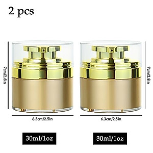 Airless Pump Makeup Jar Acrylic Cosmetic Jar 2pcs 1 oz Vacuum Travel Bottle Empty Containers with Pump for Skincare Cream Lotion or DIY Skin Care Products