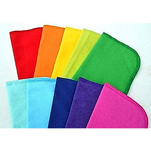 2 Ply Solid Flannel 8x8 Inches Set of 10 Rainbow Edging