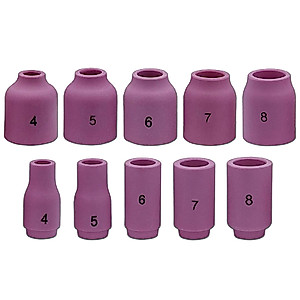 Zinger 53pcs TIG Welding Torch Stubby Gas Lens #10 Pyrex Glass Cup Kit Accessories for DB SR WP-17/18/26 TIG Welding Torch,with Cup+Back Cup+Nozzle+Collet+Collet Body+Gas Lens+Cup Gasket