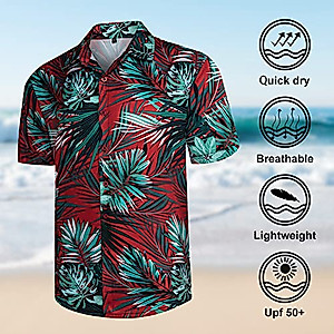 Mens Hawaiian Outfit 2 Piece Tracksuit Beach Shirt and Shorts Aloha Shirt Set, A11-2XL