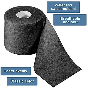 Nuanchu 4 Pcs Pre Wrap Athletic Tapes 30 Yards Hair Prewrap Strip Tapes for Soccer Ankles Wrists Sports Foam Tape(Black)