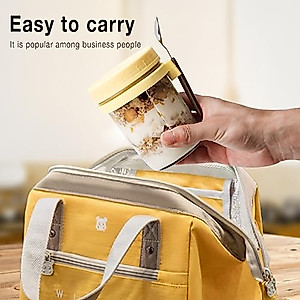 HOXHA Overnight Oats Containers With Lids And Spoon Glass Mason Jars Reusable With 12 Oz Measurement Marks For Cereal Yogurt And Parfait