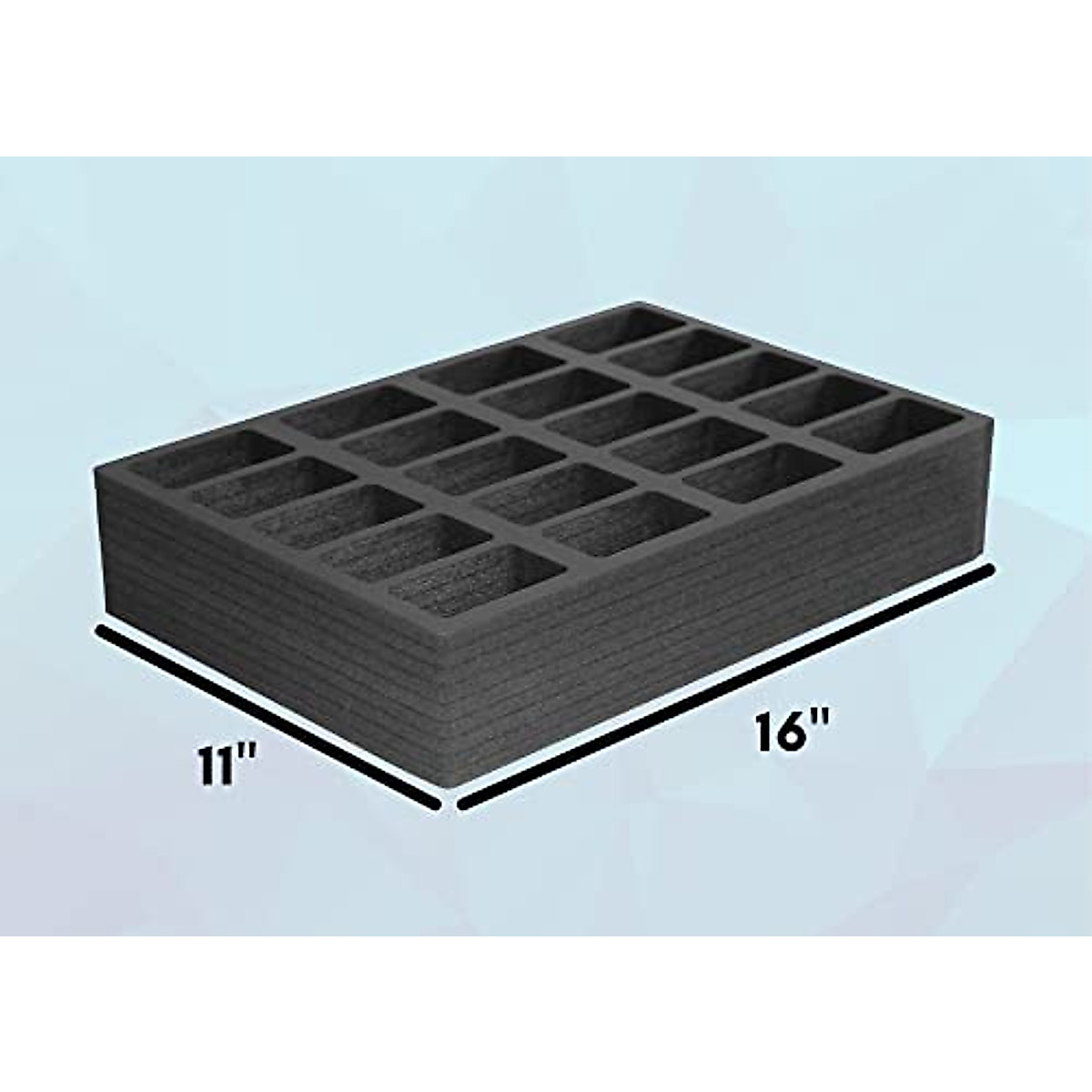 Polar Whale 2 Large Compact Organizer Stands Premium Durable Black Foam Tray Washable Waterproof Insert Storage for Home Bathroom Bedroom Cosmetic 16 x 11 x 3 Inches 20 Compartments