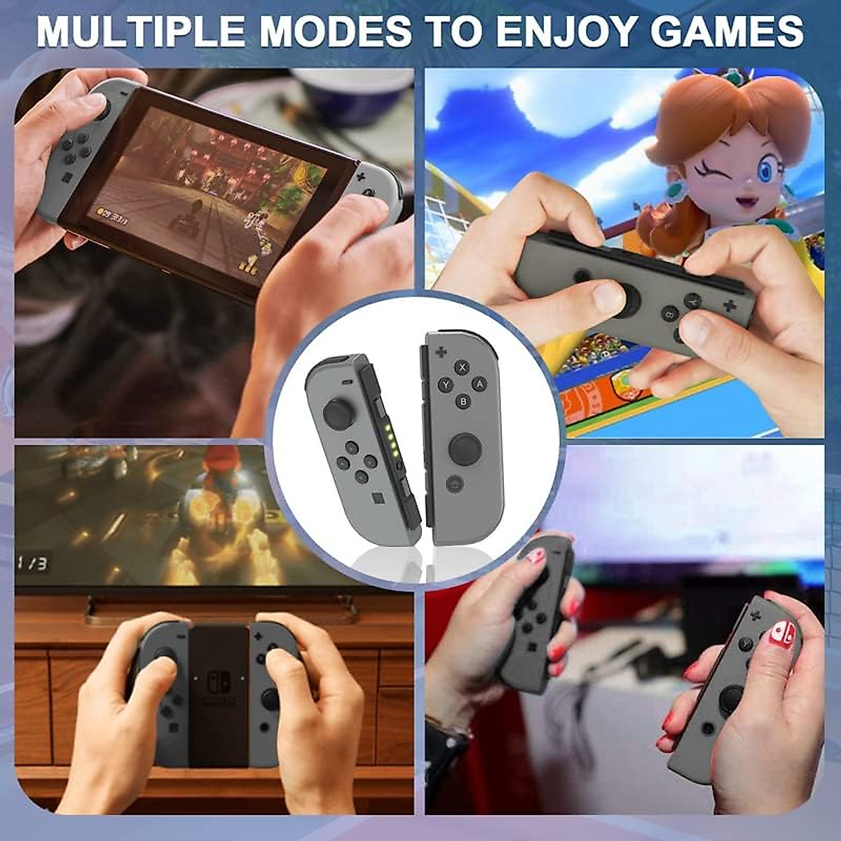 Wiv77 Joypads for Nintendo Switch Controller, Gray Joypads Switch Controller for Nintendo Switch/Lite/OLED,Left and Right Switch Joypad Support Dual Vibration/Wake-up Function/Motion Control,No NFC