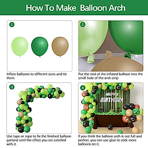 HYOWCHI Miner Crafting Birthday Party Supplies - 115 Pcs Miner Crafting Balloon Garland Arch Kit, Green Brown Balloon Arch Decorations For Video Game Theme Miner Crafting Party Decorations Backdrop