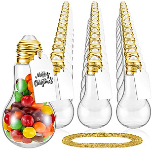 Tessco 72 Pieces 100 ml Plastic Light Bulb Jars with Labels, Light Bulb Candy Containers Clear Candy Jars Fillable Lightbulb Ornaments for Crafts 2023 Graduation Party Favors Drink