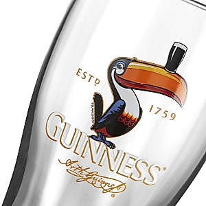 Guinness Toucan Stout Beer Glass Twin Pack | Certified Official Merchandise 20oz Glass | Gifts for Beer Lovers