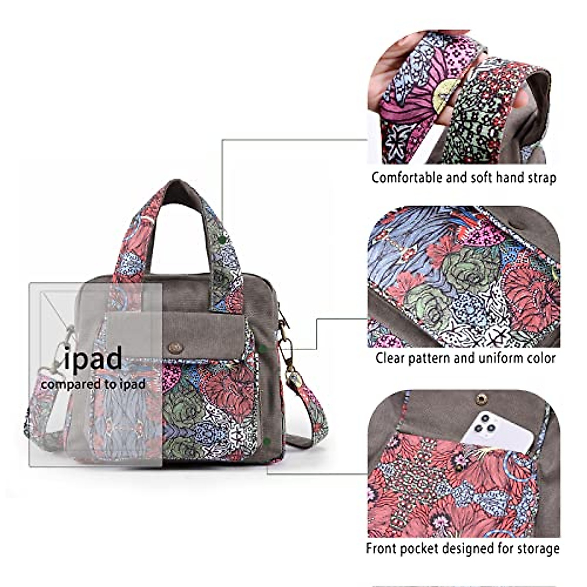 Black Butterfly Premium Canvas Tote Shoulder Bag, Top Handle Bag for Womens, Light and Small Style (Grey-plus)