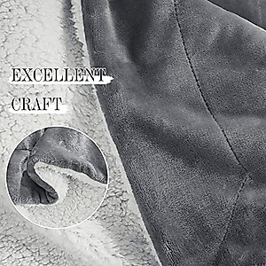 StangH Grey Fleece Sherpa Throw Blanket - Super Soft Fuzzy Lightweight Fleece Microfiber Blanket Reversible Velvet Plush Couch Blanket for Winter, Throw Size 50 x 60