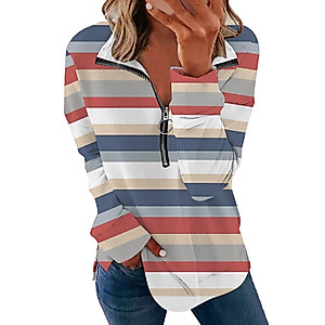 FABFEGU View My Gift Card Balance on My Account Amazon,Cute Sweatshirts for Women Women's Printed Fashionable Casual Long Sleeved Zippered Lapel Sweater Pack (Blue #1, M)