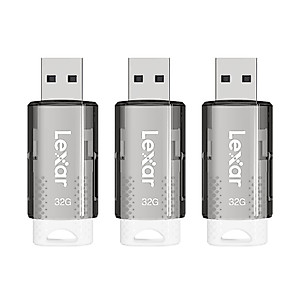 Lexar® JumpDrive® S60 USB 2.0 Flash Drives, 32GB, Black, Pack Of 3 Flash Drives, LJDS60-32GB3NNU